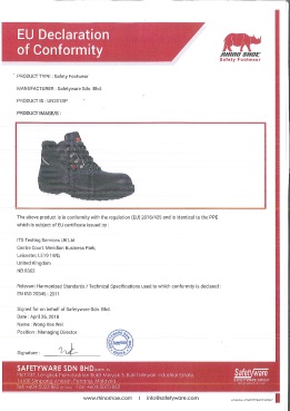 RHINO SHOE - EU Declaration of Conformity (DOC)